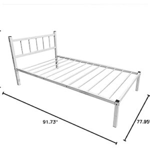 Triple Bunk Bed,Twin Size Triple Bunk Bed with Ladder & Safety Guardrail,Divided into 3 Separate Beds,Metal Structure Bedframe w/Steel Slat Support,Detachable,No Box Spring Needed,Noise Free for Dorm