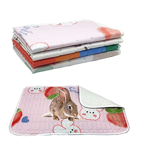 WEWAYKGJ Rabbit Cage Liners, 4 PCS Guinea Pig Bedding Mats Pet Waterproof Pee Pads Small Animals Soft Non-Slip Washable Training Pads for Cat Chinchilla Puppy