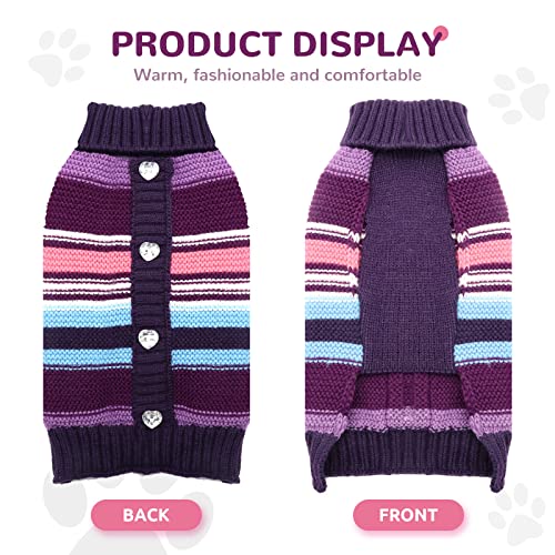 AXIIJGL Dog Sweater Pet Cat Winter Knitwear Warm Clothes Striped Dog Hoodie Sweatshirt for Small Medium Dogs(XL)