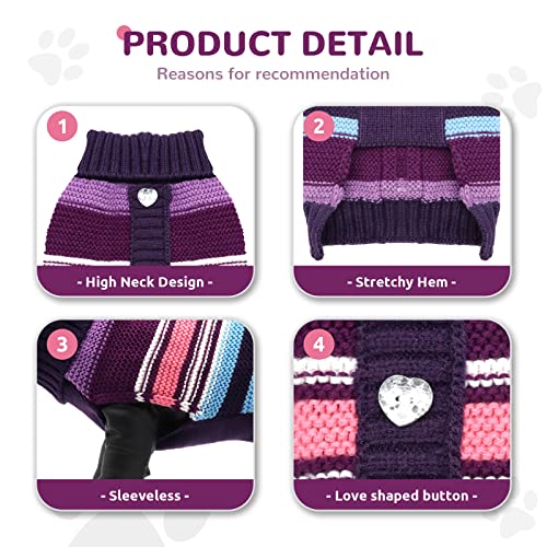 AXIIJGL Dog Sweater Pet Cat Winter Knitwear Warm Clothes Striped Dog Hoodie Sweatshirt for Small Medium Dogs(XL)