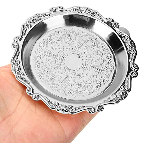 jojofuny 6pcs Food Dish Dishes Tray Snack Plate Home Trays Plates Silver Platter for Serving Appetizers Fruits Inch Supplies Mini Round Metal Candy Snacks Dessert Organizer Nut Appetizer