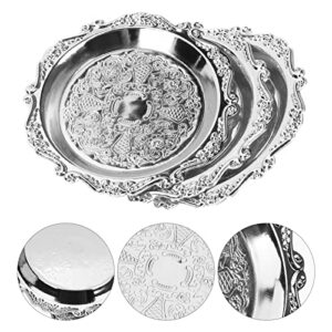 jojofuny 6pcs Food Dish Dishes Tray Snack Plate Home Trays Plates Silver Platter for Serving Appetizers Fruits Inch Supplies Mini Round Metal Candy Snacks Dessert Organizer Nut Appetizer