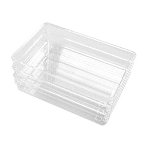 Modern-Depo 25 PCS Clear Drawer Organizer Set 4 Sizes Plastic Drawer Storage Bins Dividers Trays Dot Box for Makeup, Jewelry, Kitchen Utensils, Gadgets, Office