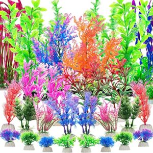 58 Pcs Artificial Aquarium Plant Plastic Fish Tank Decorations Fish Tank Accessories Aquatic Turtle Tank Accessories for Household and Office Aquarium Simulation, Small to Large