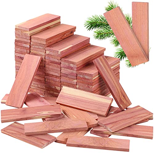 100 Pcs Cedar Blocks for Clothes Storage Aromatic Ceder Blocks Red Wood Planks Natural Cedar Accessories for Drawers and Closet Storage