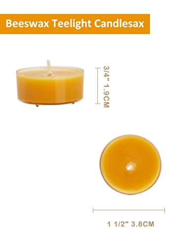 Beeswax Tealight Candles Bulk - Tealight Candles 12 Pack with 48 Hour Burn Time 4Hours of Each Beeswax Tealights for Home Decor & Ambiance, Long-Lasting & Eco-Friendly