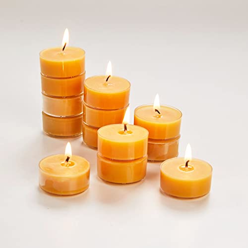 Beeswax Tealight Candles Bulk - Tealight Candles 12 Pack with 48 Hour Burn Time 4Hours of Each Beeswax Tealights for Home Decor & Ambiance, Long-Lasting & Eco-Friendly