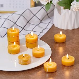 Beeswax Tealight Candles Bulk - Tealight Candles 12 Pack with 48 Hour Burn Time 4Hours of Each Beeswax Tealights for Home Decor & Ambiance, Long-Lasting & Eco-Friendly