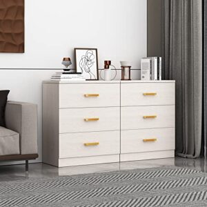 GREATMEET FATIGOS 3 Drawers Dresser Chest,Wood Dresser Storage Cabinet with Golden Handle, Flower White Cabinet for Living Room,Bedroom,Entryway