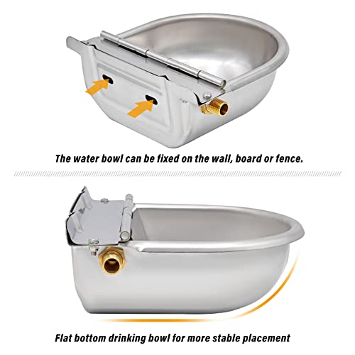 KHEARPSL Automatic Dog Water Bowl Dispenser with Brass Float Valve Livestock Waterer Water Trough Auto Fill Water Bowl for Dogs Cattle Horse Pig