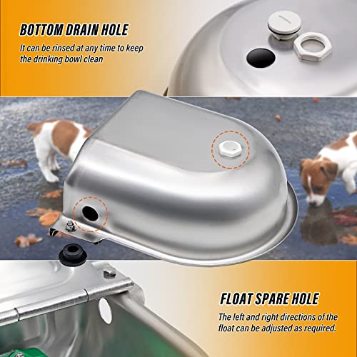 KHEARPSL Automatic Dog Water Bowl Dispenser with Brass Float Valve Livestock Waterer Water Trough Auto Fill Water Bowl for Dogs Cattle Horse Pig