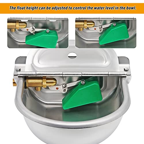 KHEARPSL Automatic Dog Water Bowl Dispenser with Brass Float Valve Livestock Waterer Water Trough Auto Fill Water Bowl for Dogs Cattle Horse Pig