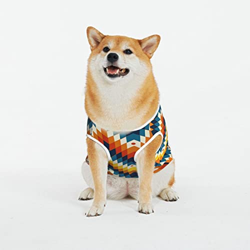 Geometric Print Dog Puppy Cotton T-Shirt, Native American Breathable Pets Apparel for Kitty Cats Dogs All Seasons 5XL