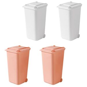 ganazono 4pcs mini pathway trash cans toy curbside garbage trash bin recycle can pen holder pencil cup desktop organizer garbage truck