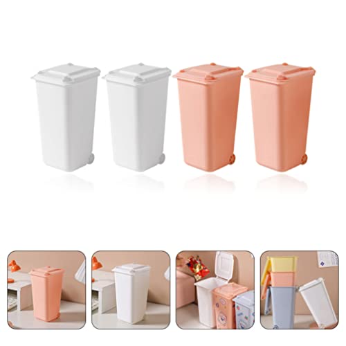 GANAZONO 4pcs Mini Pathway Trash Cans Toy Curbside Garbage Trash Bin Recycle Can Pen Holder Pencil Cup Desktop Organizer Garbage Truck