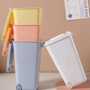 GANAZONO 4pcs Mini Pathway Trash Cans Toy Curbside Garbage Trash Bin Recycle Can Pen Holder Pencil Cup Desktop Organizer Garbage Truck