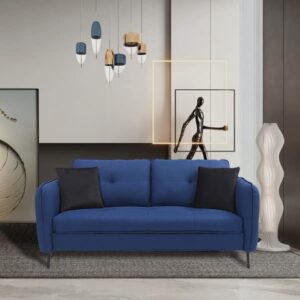 Morhome Sofas for Living Room,Pillowed Back Cushions and Arms, Durable Modern Upholstered Fabric-Navy Blue