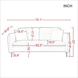 Morhome Sofas for Living Room,Pillowed Back Cushions and Arms, Durable Modern Upholstered Fabric-Navy Blue