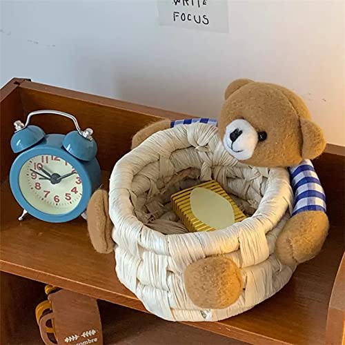 Sundries Storage Basket Decorative Lovely Desktop Sundries Woven Bear Storage Basket for Living Room S