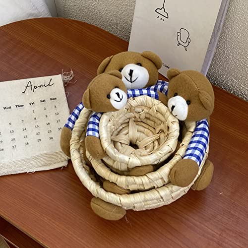 Sundries Storage Basket Decorative Lovely Desktop Sundries Woven Bear Storage Basket for Living Room S