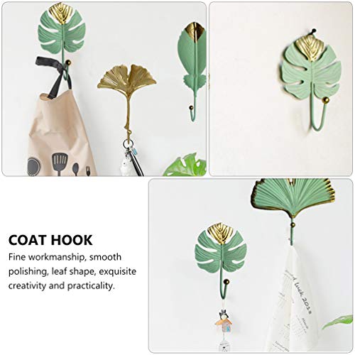 DOITOOL Mini Leaf Shape Hook Multifunctional Keys Mounted Hooks Wall Hook Clothes Hook Punch Free Hat Towel Clothing Hook for Home Office Decor