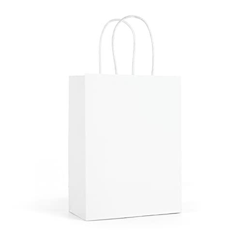 25pcs Paper Bags with Handles. Small Gift Bags Party Favor Bags Goodie Bags Shopping Bags. White Gift Bags with Handles Bulk for Birthday Wedding Retail Business Festivals Arts DIY Crafts 5.9x3.1x8.3 Inches