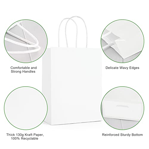 25pcs Paper Bags with Handles. Small Gift Bags Party Favor Bags Goodie Bags Shopping Bags. White Gift Bags with Handles Bulk for Birthday Wedding Retail Business Festivals Arts DIY Crafts 5.9x3.1x8.3 Inches