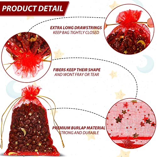 500 Pcs Moon Bags Organza Bags Bulk Mesh Jewelry Bags with Drawstring Moon Star Organza Bags Sheer Candy Jewelry Organza Bag Pouches Wedding Favor Gift Wrap Bags 4 x 6 Inch Sachet Mesh Bags for Party