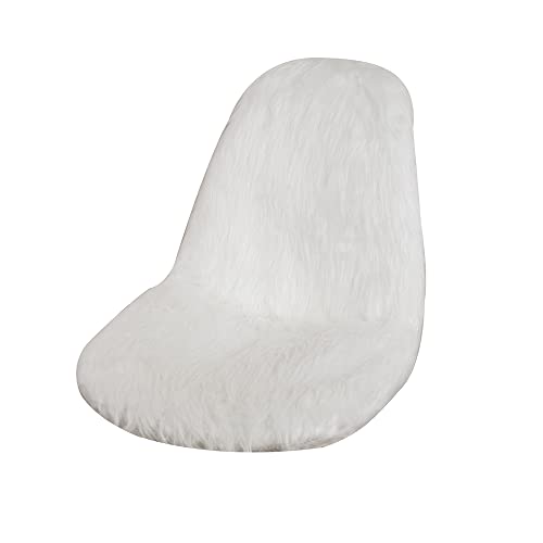 GIA Contemporary Armless Metal Legs and Removable Faux Fur Chair Cover, Set of 1, Arctic White