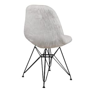 GIA Contemporary Armless Metal Legs and Removable Faux Fur Chair Cover, Set of 1, Arctic White