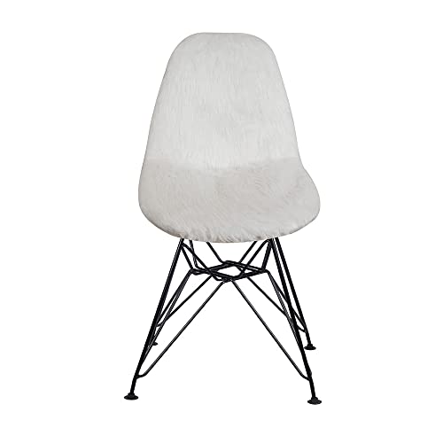 GIA Contemporary Armless Metal Legs and Removable Faux Fur Chair Cover, Set of 1, Arctic White