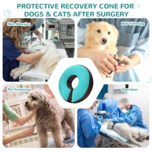 Bilibara Dog Cone Alternative After Surgery, Inflatable Recovery Collar for Dogs & Cats, Adjustable Dog E Collars, Cone for Dogs After Surgery to Stop Licking, Soft Dog Cones for Large Dogs, Teal