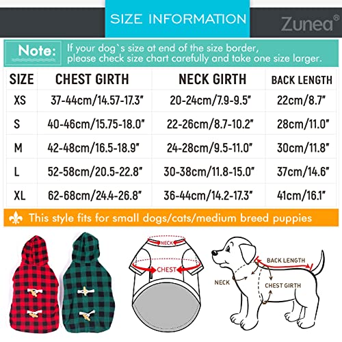 Zunea Christmas Dog Hoodie Jacket for Small Dogs Fleece Winter Coat Warm Plaid Puppy Clothes with Hood Xmas Pet Apparel Cold Weather Vest Clothing for Chihuahua Yorkie Green XS