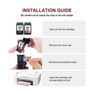 245XL 246XL Ink Cartridge Replacement for Ink Cartridges Canon 245 and 246 Compatible with Canon Pixma MX490 MX492 TS3100 TS3300 TS3320 TR4500 TR4520 Printer