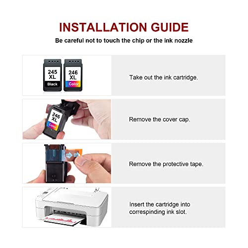 245XL 246XL Ink Cartridge Replacement for Ink Cartridges Canon 245 and 246 Compatible with Canon Pixma MX490 MX492 TS3100 TS3300 TS3320 TR4500 TR4520 Printer