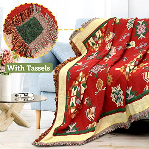 Boho Throw Blanket Western Bohemian Room Decor Soft Tribal Aztec Blanket with Tassel Decorative Blanket for Couch Bed Loveseat 51x71 Inch Southwest Outdoor Blanket for Travel Beach Camping