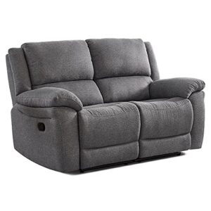 manual loveseat recliner,upholstered sofas for living room office bedroom small space(grey)