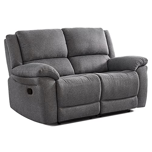 Manual Loveseat Recliner,Upholstered Sofas for Living Room Office Bedroom Small Space(Grey)