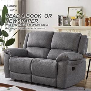 Manual Loveseat Recliner,Upholstered Sofas for Living Room Office Bedroom Small Space(Grey)