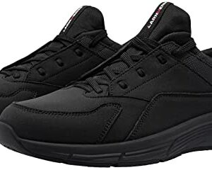 LARNMERN Non Slip Work Shoes for Men Fashion Walking Sneakers Kitchen Chef Shoe Waterproof Food Service Restaurant Slip Resistant Comfortable Leather Casual Athletic Tennis Shoes/10.5/Black