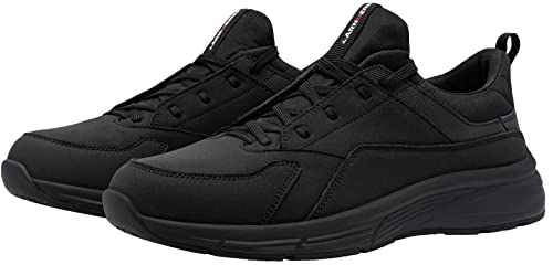 LARNMERN Non Slip Work Shoes for Men Fashion Walking Sneakers Kitchen Chef Shoe Waterproof Food Service Restaurant Slip Resistant Comfortable Leather Casual Athletic Tennis Shoes/10.5/Black