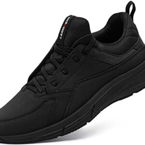 LARNMERN Non Slip Work Shoes for Men Fashion Walking Sneakers Kitchen Chef Shoe Waterproof Food Service Restaurant Slip Resistant Comfortable Leather Casual Athletic Tennis Shoes/10.5/Black