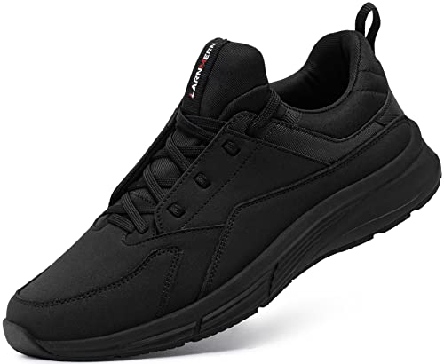 LARNMERN Non Slip Work Shoes for Men Fashion Walking Sneakers Kitchen Chef Shoe Waterproof Food Service Restaurant Slip Resistant Comfortable Leather Casual Athletic Tennis Shoes/10.5/Black