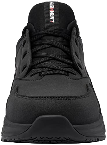 LARNMERN Non Slip Work Shoes for Men Fashion Walking Sneakers Kitchen Chef Shoe Waterproof Food Service Restaurant Slip Resistant Comfortable Leather Casual Athletic Tennis Shoes/10.5/Black