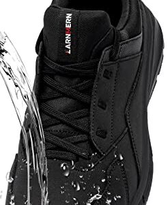 LARNMERN Non Slip Work Shoes for Men Fashion Walking Sneakers Kitchen Chef Shoe Waterproof Food Service Restaurant Slip Resistant Comfortable Leather Casual Athletic Tennis Shoes/10.5/Black