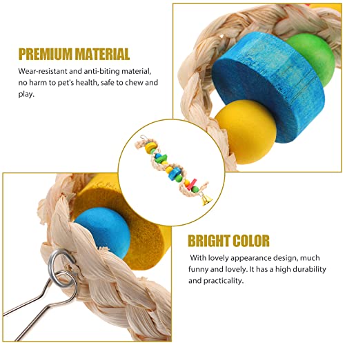 LUOZZY 4 Pcs Hanging Bird Toy Parrot Biting Toy Safety Wood Parrot Toy Wooden Teething Toy Bird Cage Hanging Toy