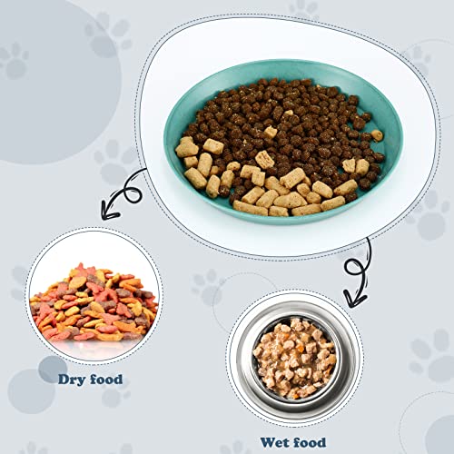 12 Pieces Whisker Fatigue Relief Cat Bowl 6 Inch Shallow Cat Food Dish Cat Wet Feeding Bowls Wide and Small Pet Plate for Kittens and Short Legged Cat, Wheat Straw (Round)