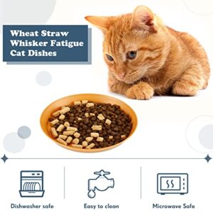 12 Pieces Whisker Fatigue Relief Cat Bowl 6 Inch Shallow Cat Food Dish Cat Wet Feeding Bowls Wide and Small Pet Plate for Kittens and Short Legged Cat, Wheat Straw (Round)