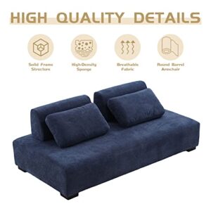 WILLIAMSPACE 85.4" Modern Sofa Couch, Luxury Sofa Couch 4 Seat Sofa with 2 Movable Heavy Backrest and Pillows, Leisure Chaise Sofa for Apartment Living Room - Navy Blue