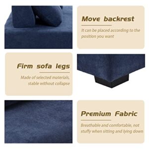 WILLIAMSPACE 85.4" Modern Sofa Couch, Luxury Sofa Couch 4 Seat Sofa with 2 Movable Heavy Backrest and Pillows, Leisure Chaise Sofa for Apartment Living Room - Navy Blue